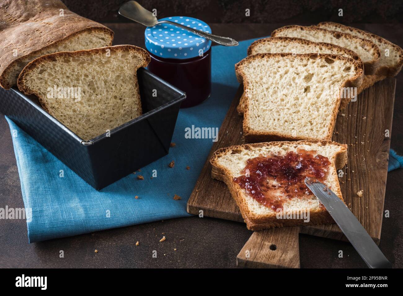 Jam sandwich, white bread hi-res stock photography and images - Alamy