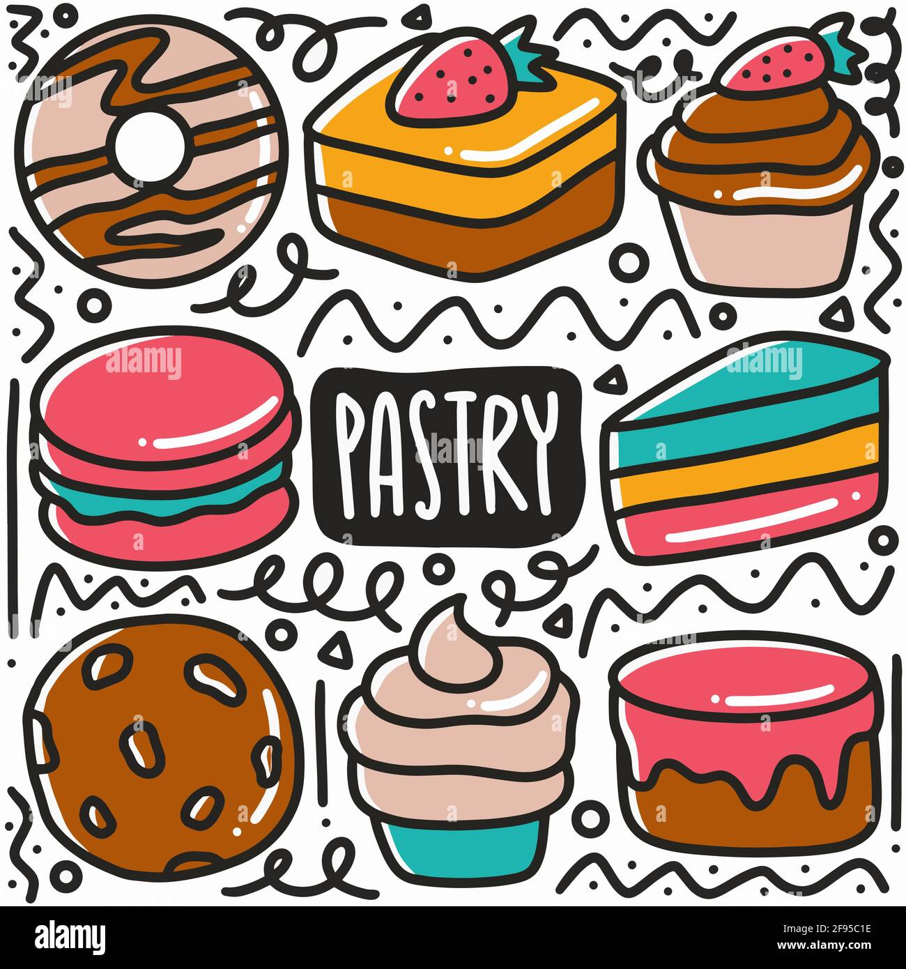 Hand drawn dessert pastry Cut Out Stock Images & Pictures - Alamy