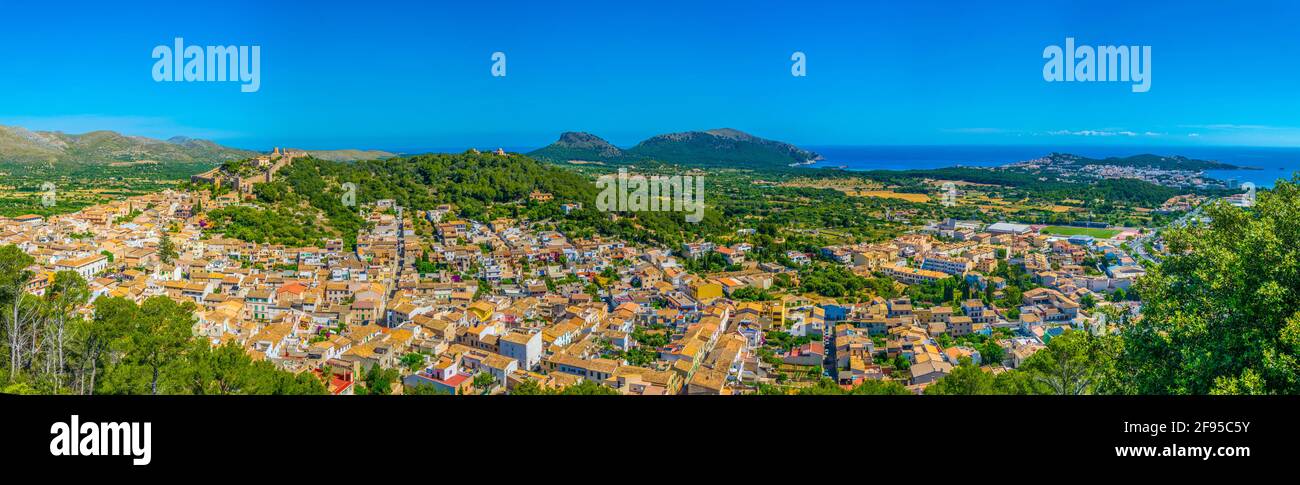 Aerial view of Capdepera castle and Capdepera town, Mallorca, Spain ...