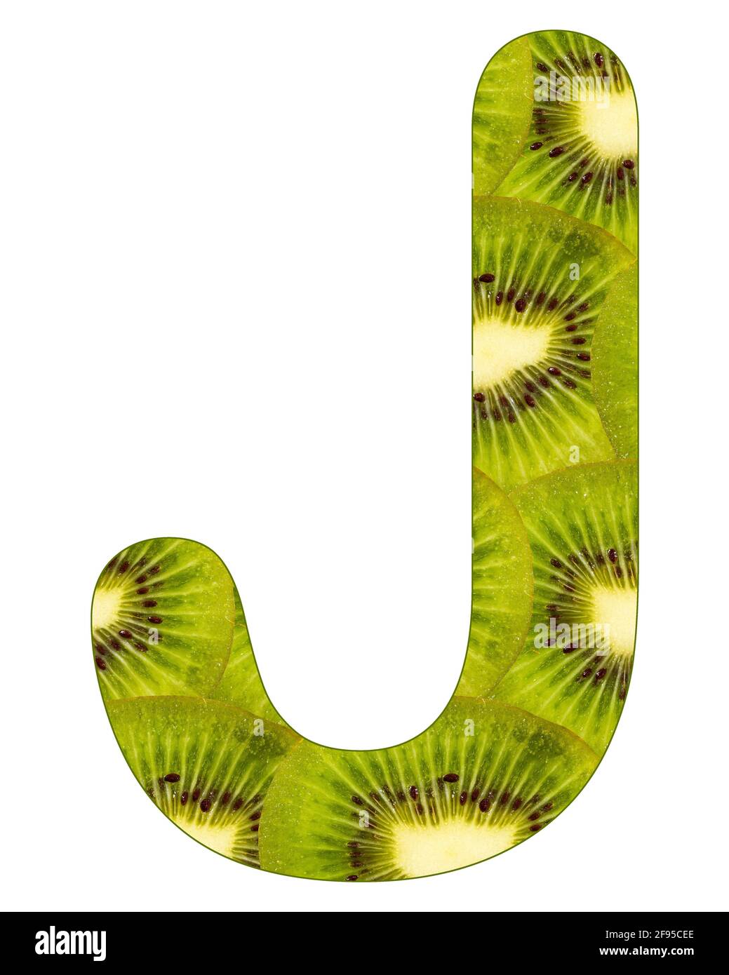 Alphabet letter J with kiwi fruit background - Actinidia deliciosa ...