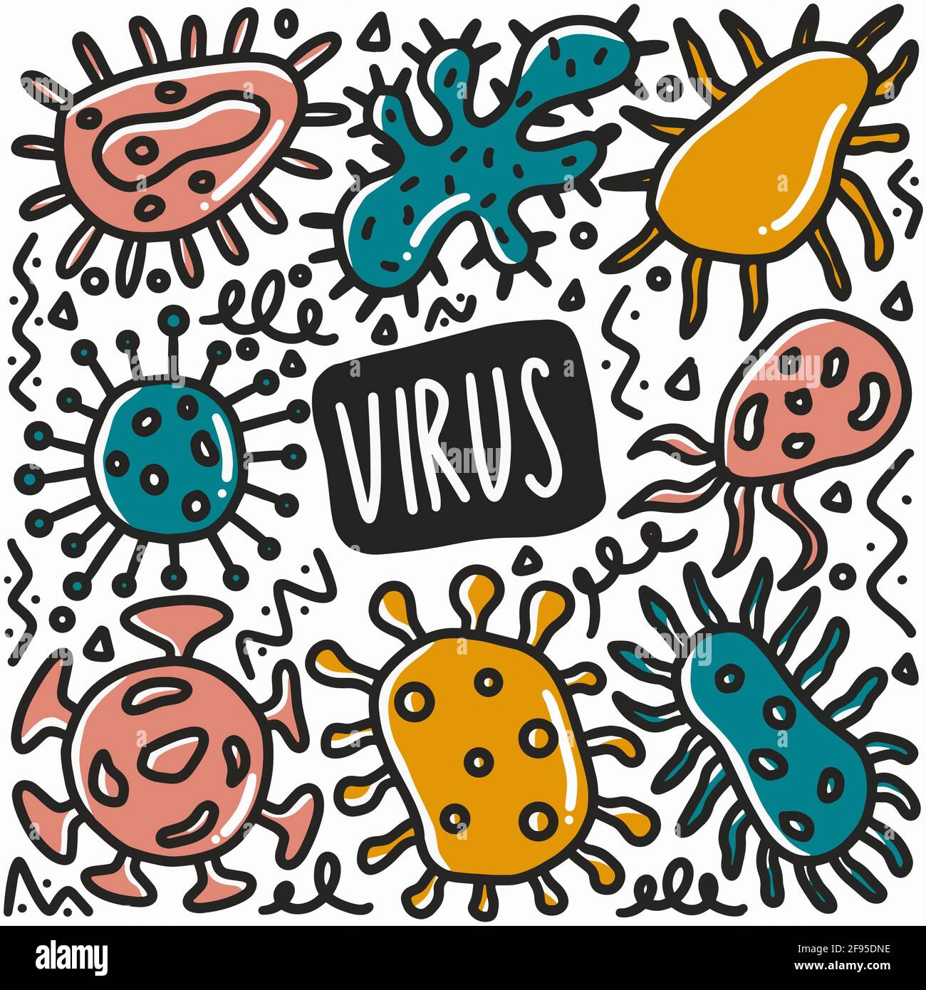 hand drawn virus doodle set Stock Vector Image & Art - Alamy