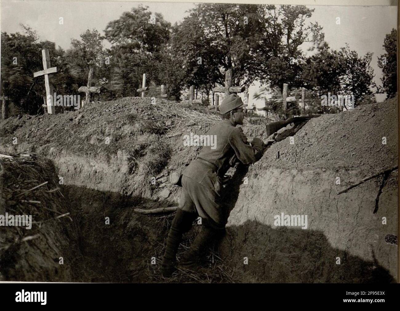 Observation posts at Zbrucz Stock Photo - Alamy