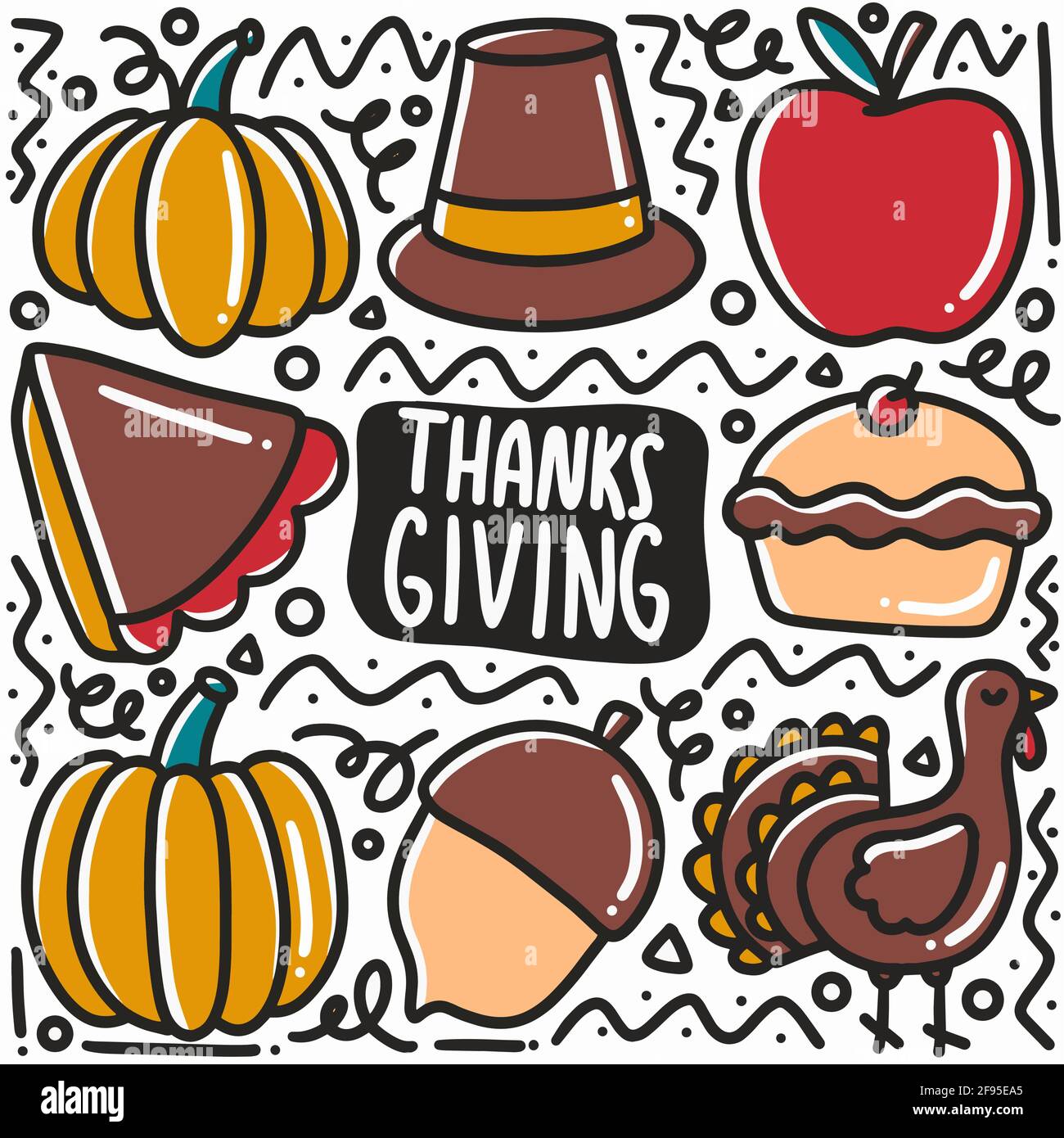 hand drawn thanksgiving doodle set Stock Vector Image & Art - Alamy