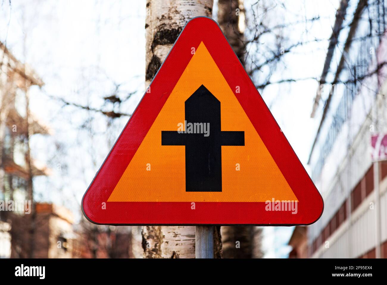 traffic sign which means that intersecting roads must show priority ...