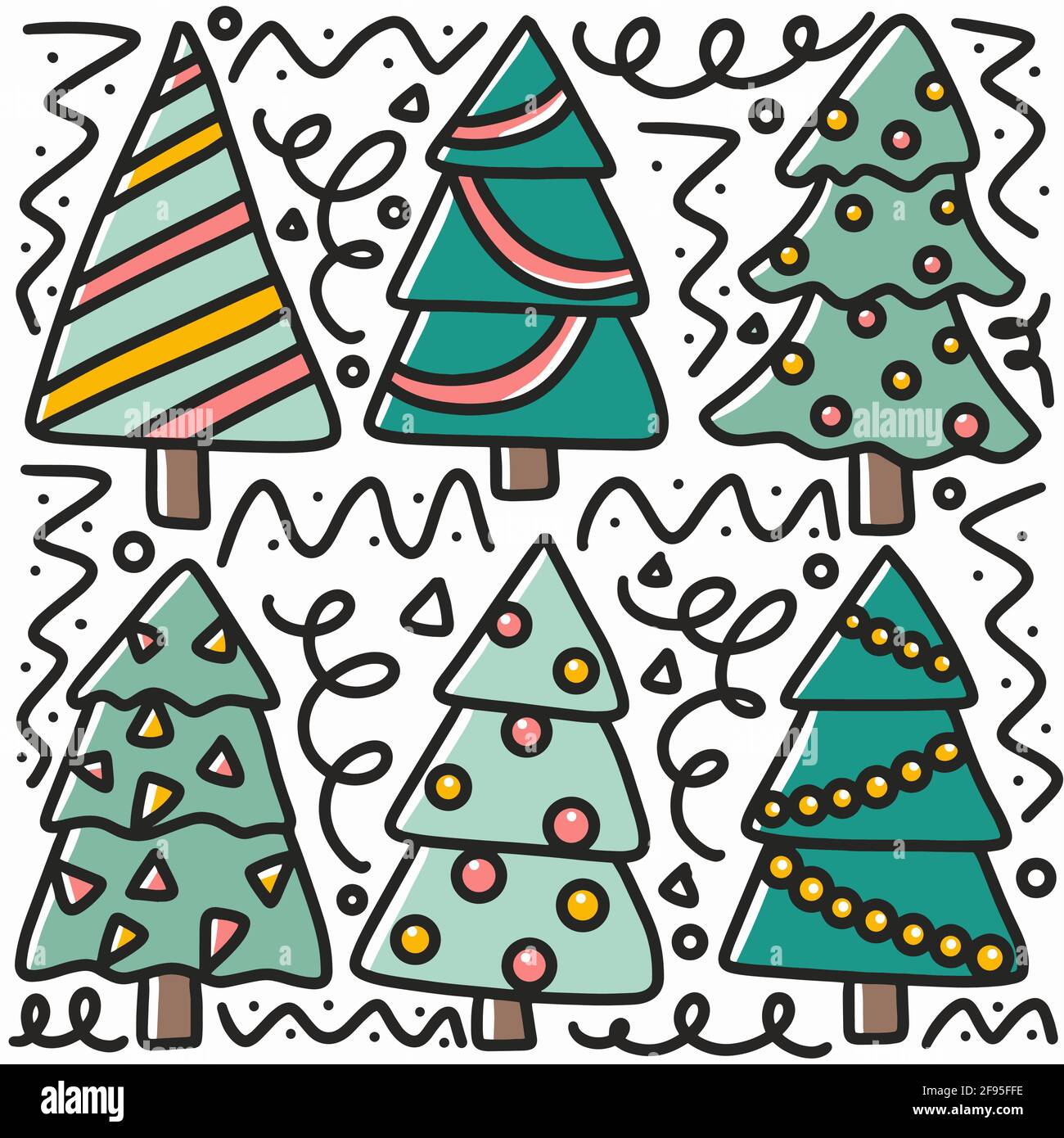 hand drawn tree christmas doodle set Stock Vector Image & Art - Alamy