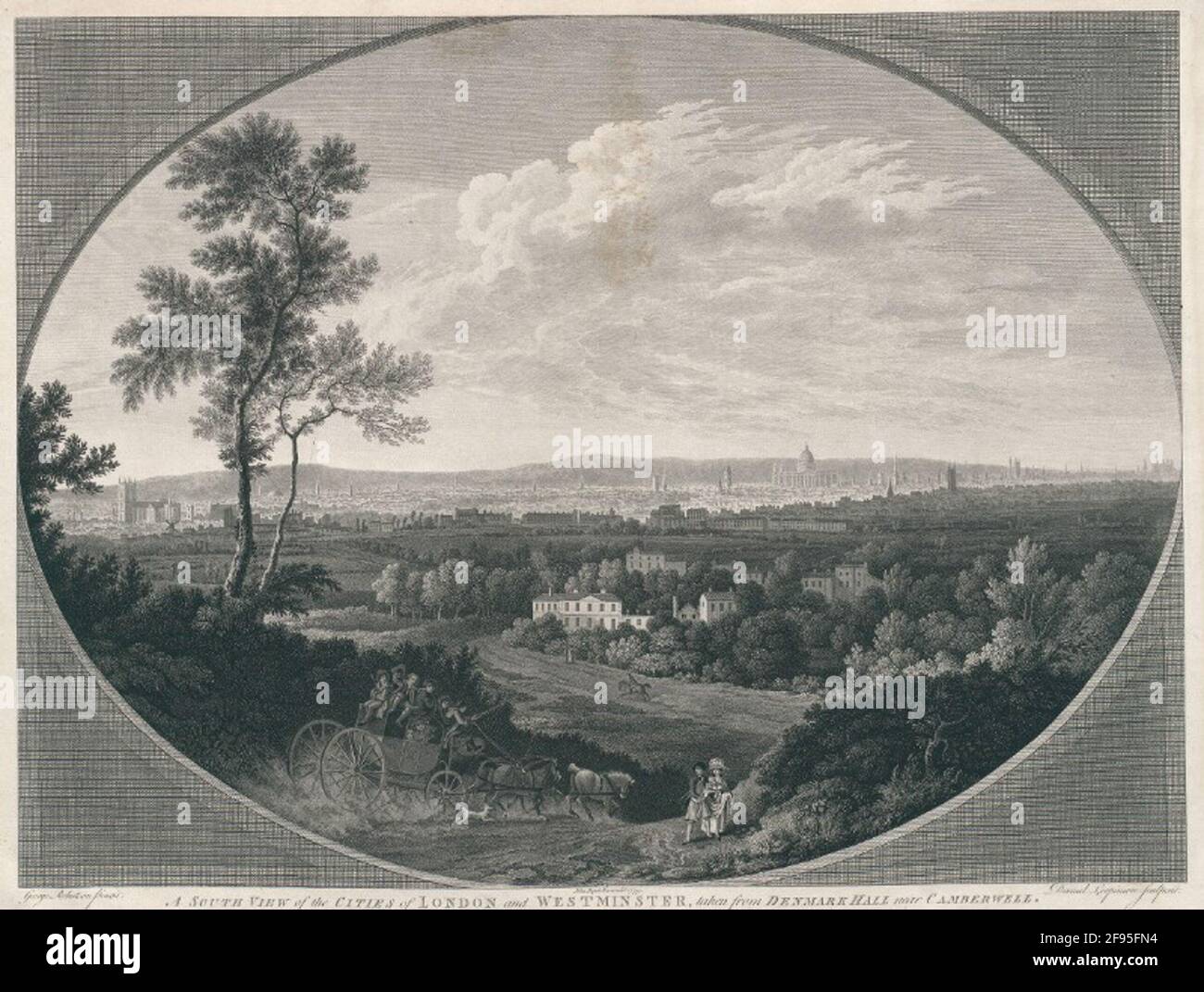 A south View of the cities of London and Westminster, taken from ...