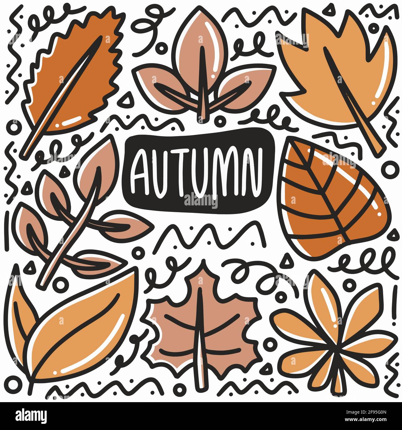 hand drawn autumn leaf doodle set Stock Vector Image & Art - Alamy