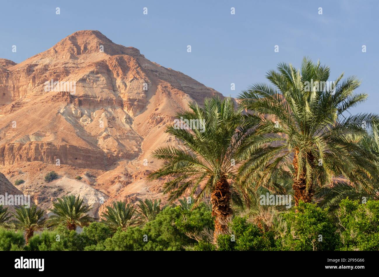 Dead Sea, Israel at the surrounding mountainous landscape Stock Photo ...