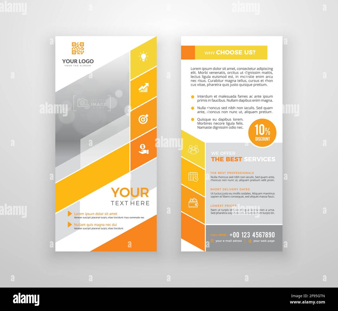Double-sided DL flyer design. Brochure or flyer template. Layout with ...