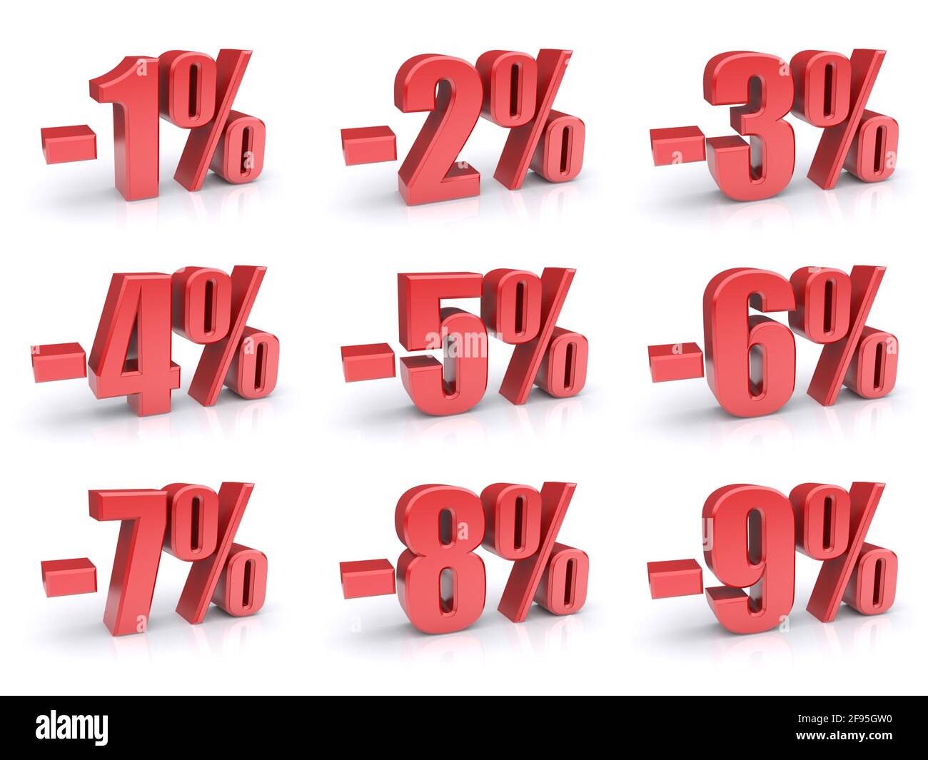 Set of discount percentage 3d icons on a white background Stock Photo ...