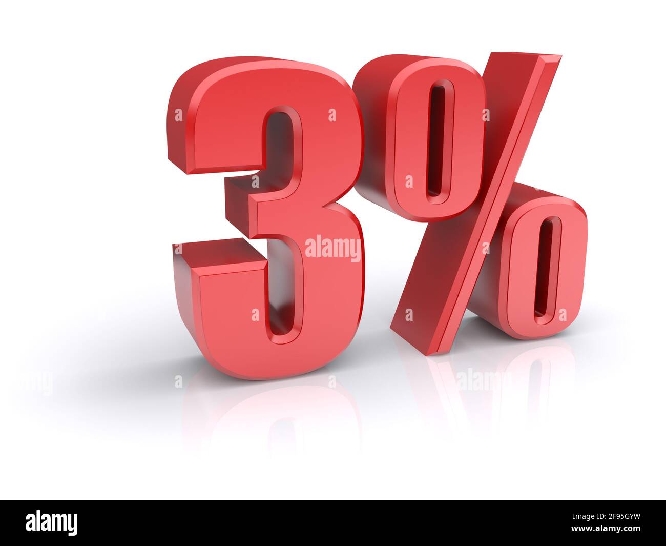 Red 3% percentage rate icon on a white background. 3d rendered image ...