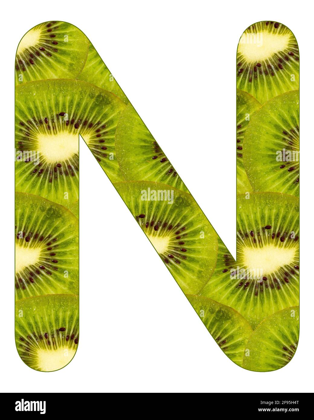 Alphabet letter N with kiwi fruit background - Actinidia deliciosa ...