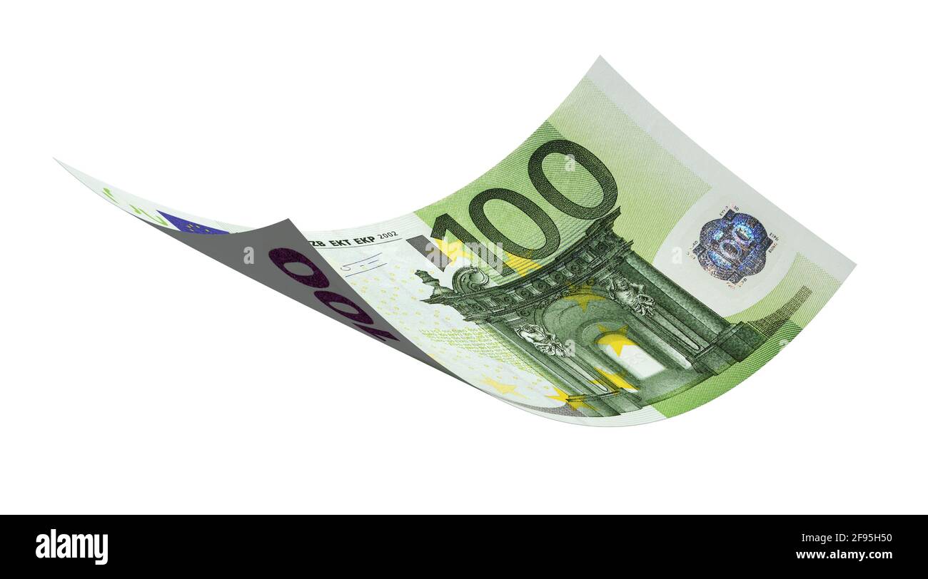Flying 100 euro banknote money on a white background Stock Photo - Alamy