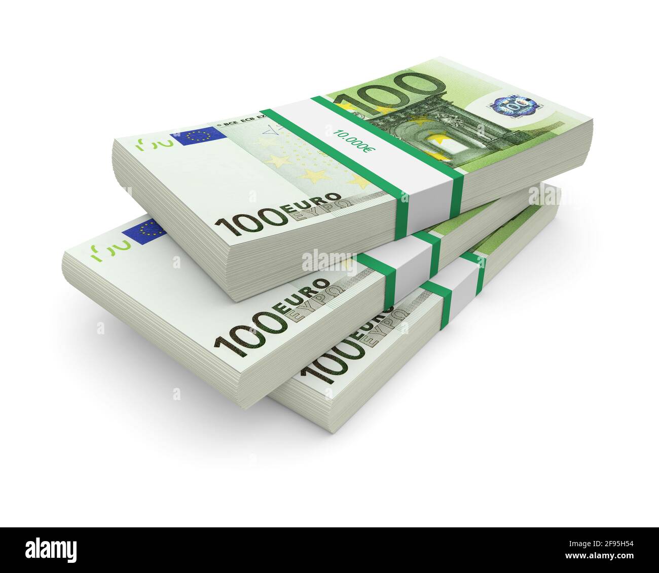 Euro currency stacks on a white background. 3d image Stock Photo - Alamy