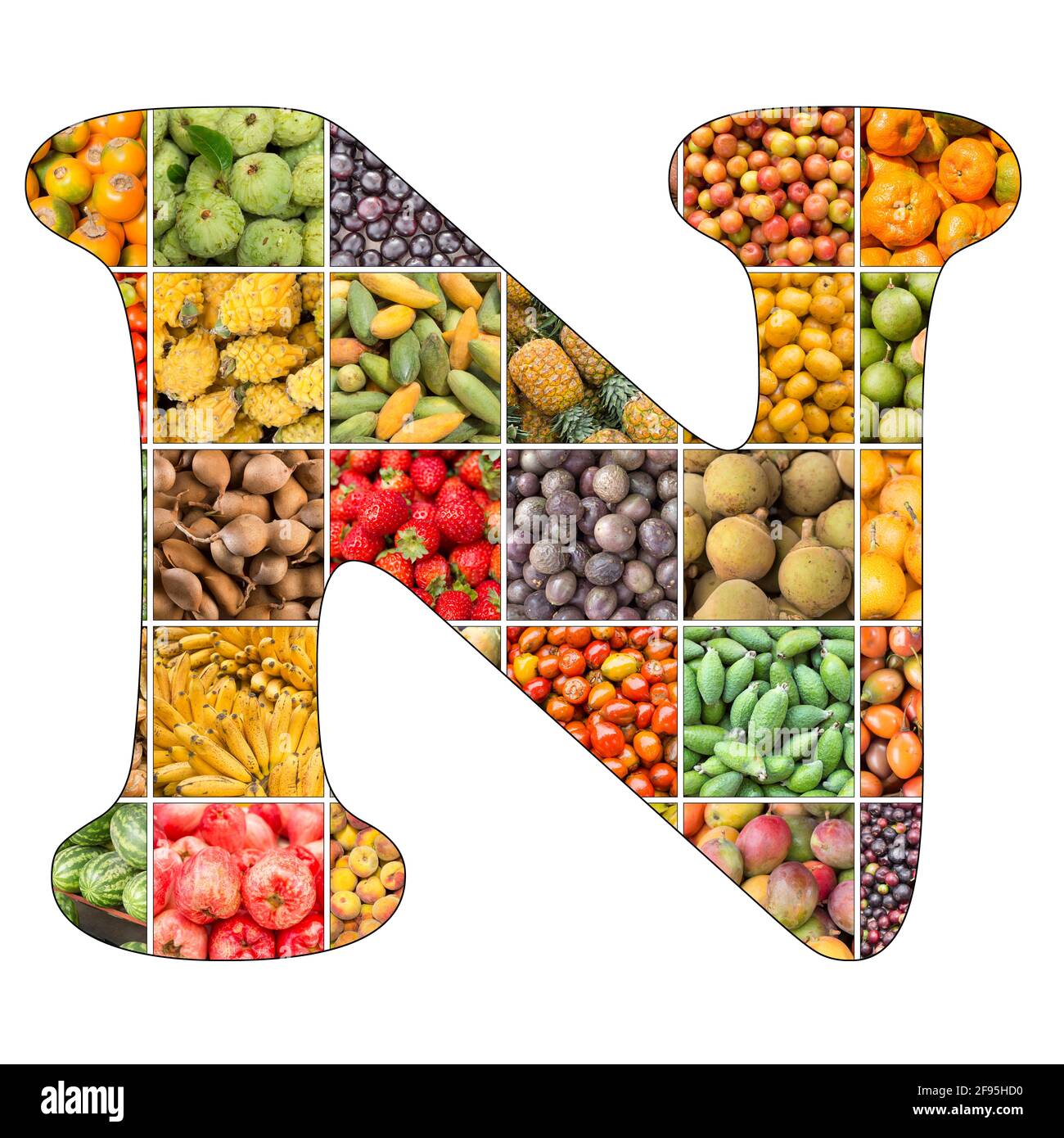 Letter N of the alphabet with fruit background Stock Photo - Alamy