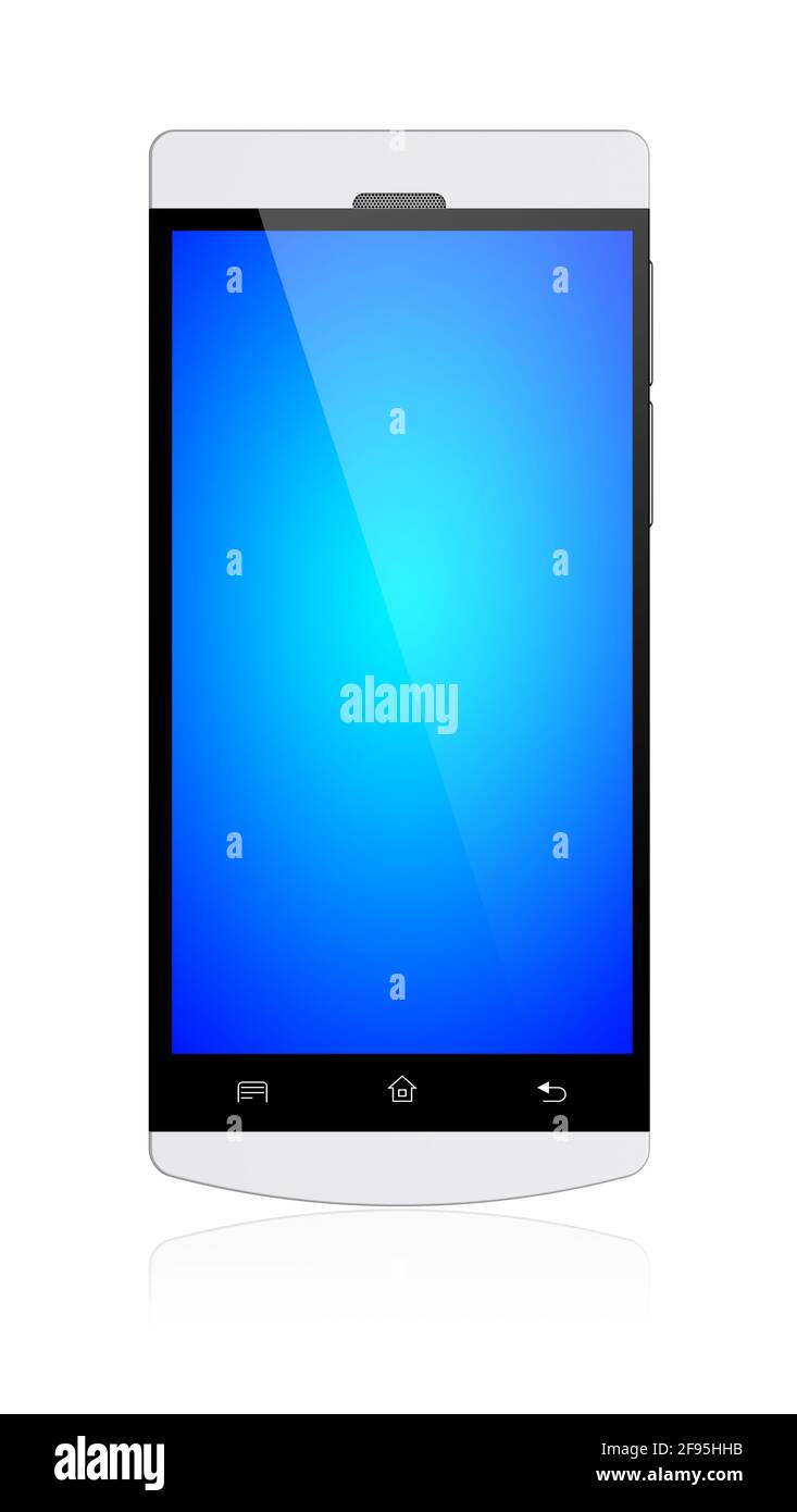 Mobile smartphone with blue screen isolated on a white. 3d image Stock ...
