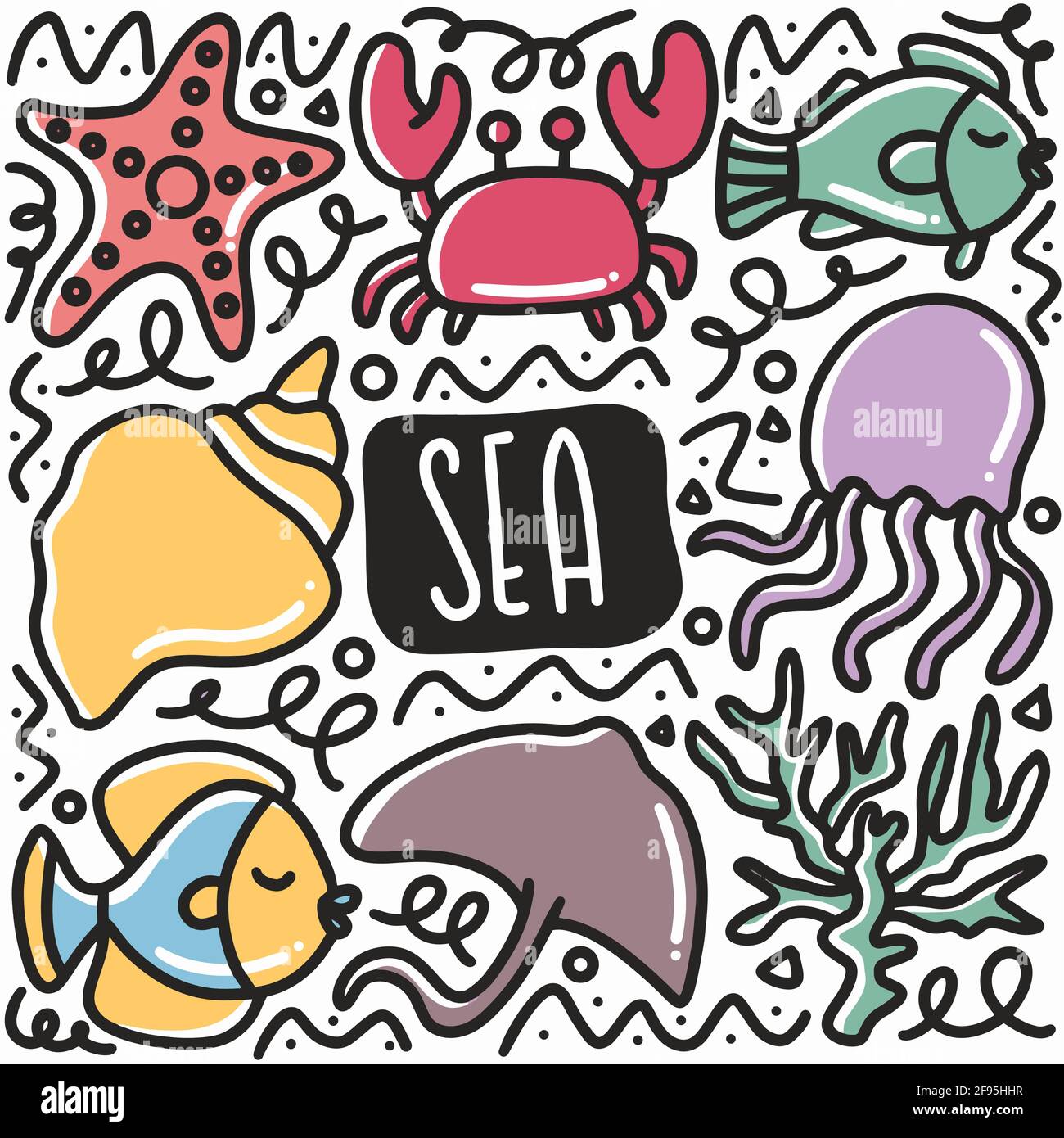 Stingray with seaweed Stock Vector Images - Alamy