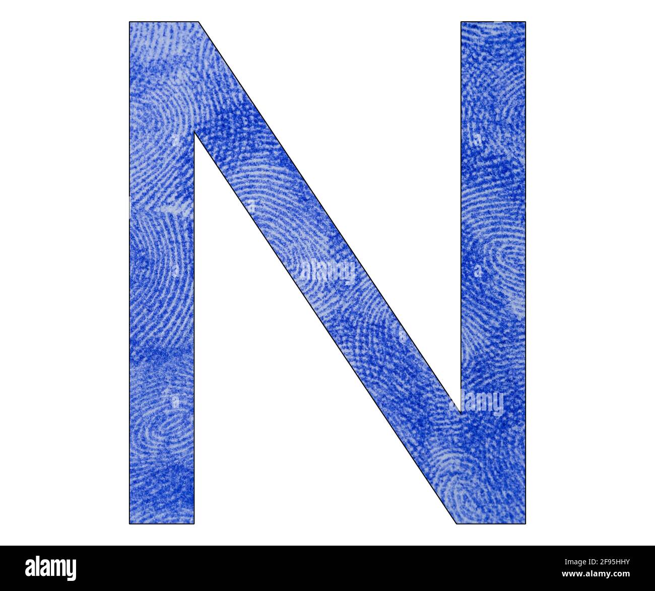 Blue fingerprint - Letter N of the alphabet Stock Photo - Alamy
