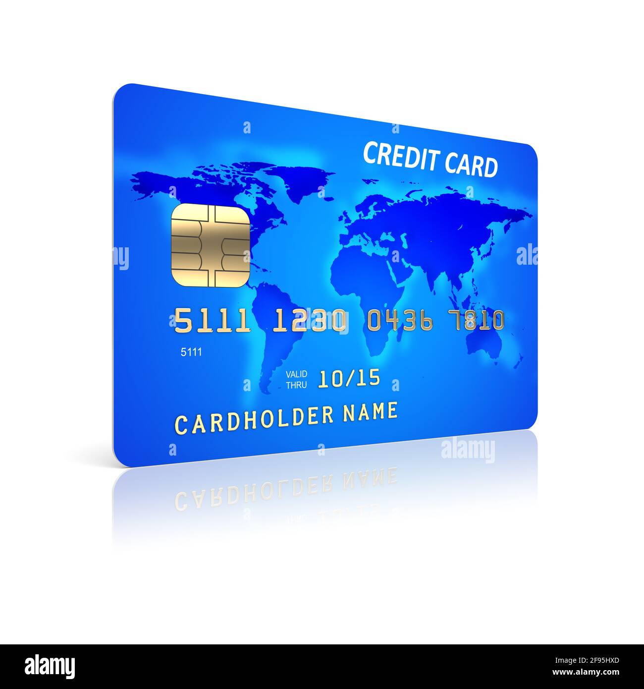Blue credit card on a white background. 3d illustration Stock Photo - Alamy