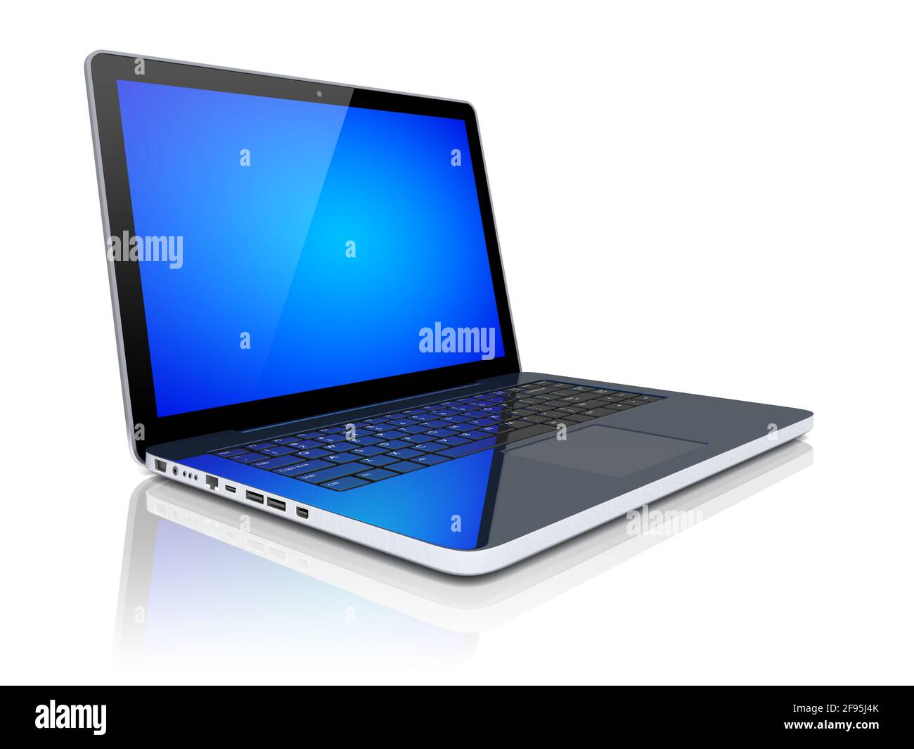 Laptop with blue screen on a white background. 3d image Stock Photo - Alamy