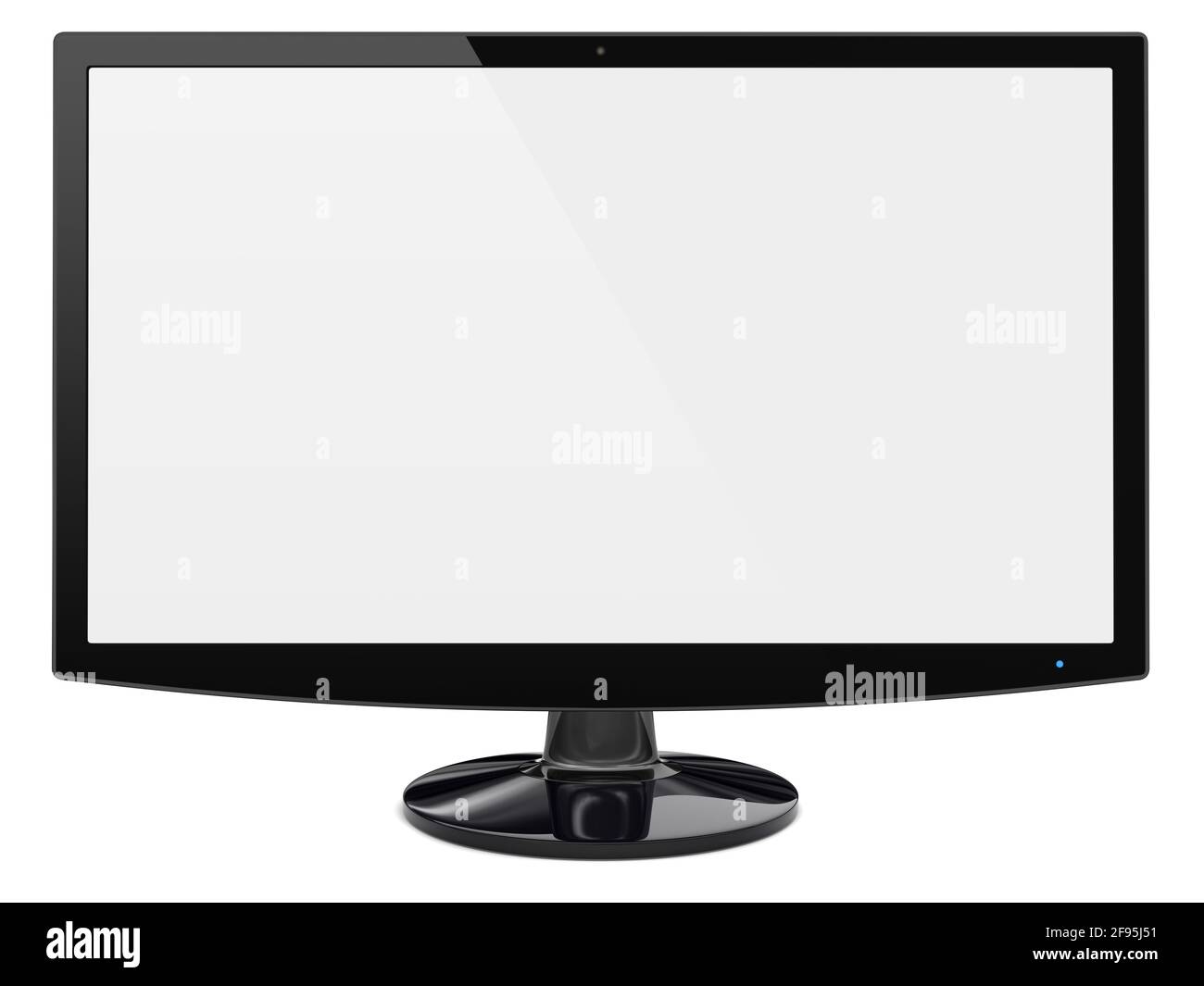 Computer wide monitor with a blank screen. Isolated on a white. 3d ...