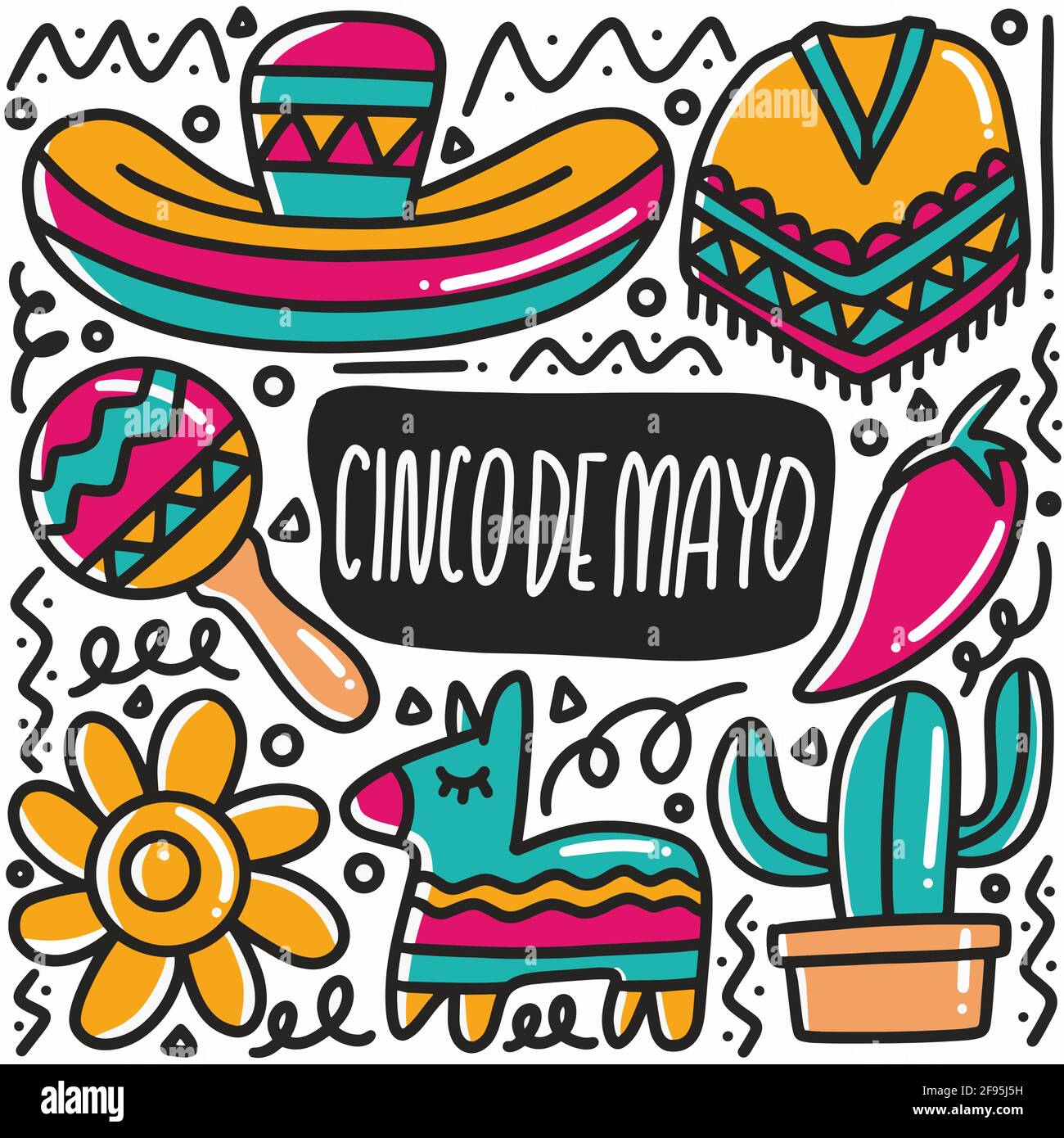 hand drawn cinco de mayo doodle set Stock Vector Image & Art - Alamy