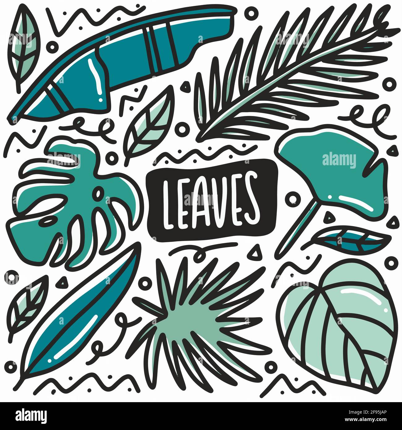 hand drawn shape leaf doodle set Stock Vector Image & Art - Alamy