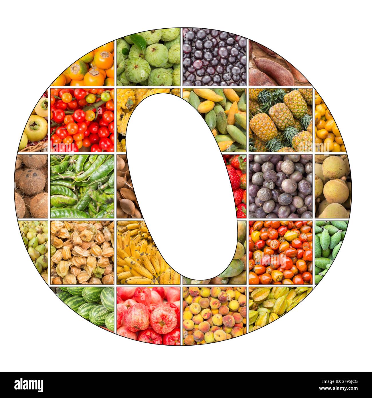Letter O of the alphabet with fruit background Stock Photo - Alamy