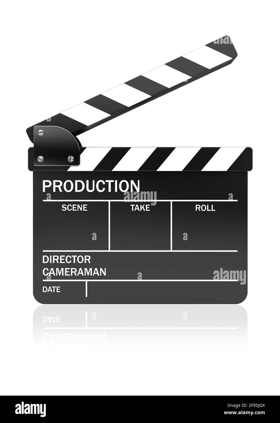 Black film slate clapper on a white background. 3d image Stock Photo ...