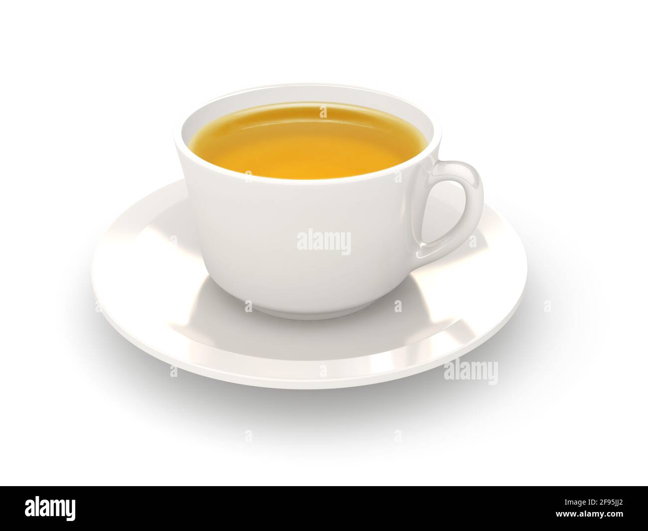 White cup of green tea on a white background Stock Photo - Alamy