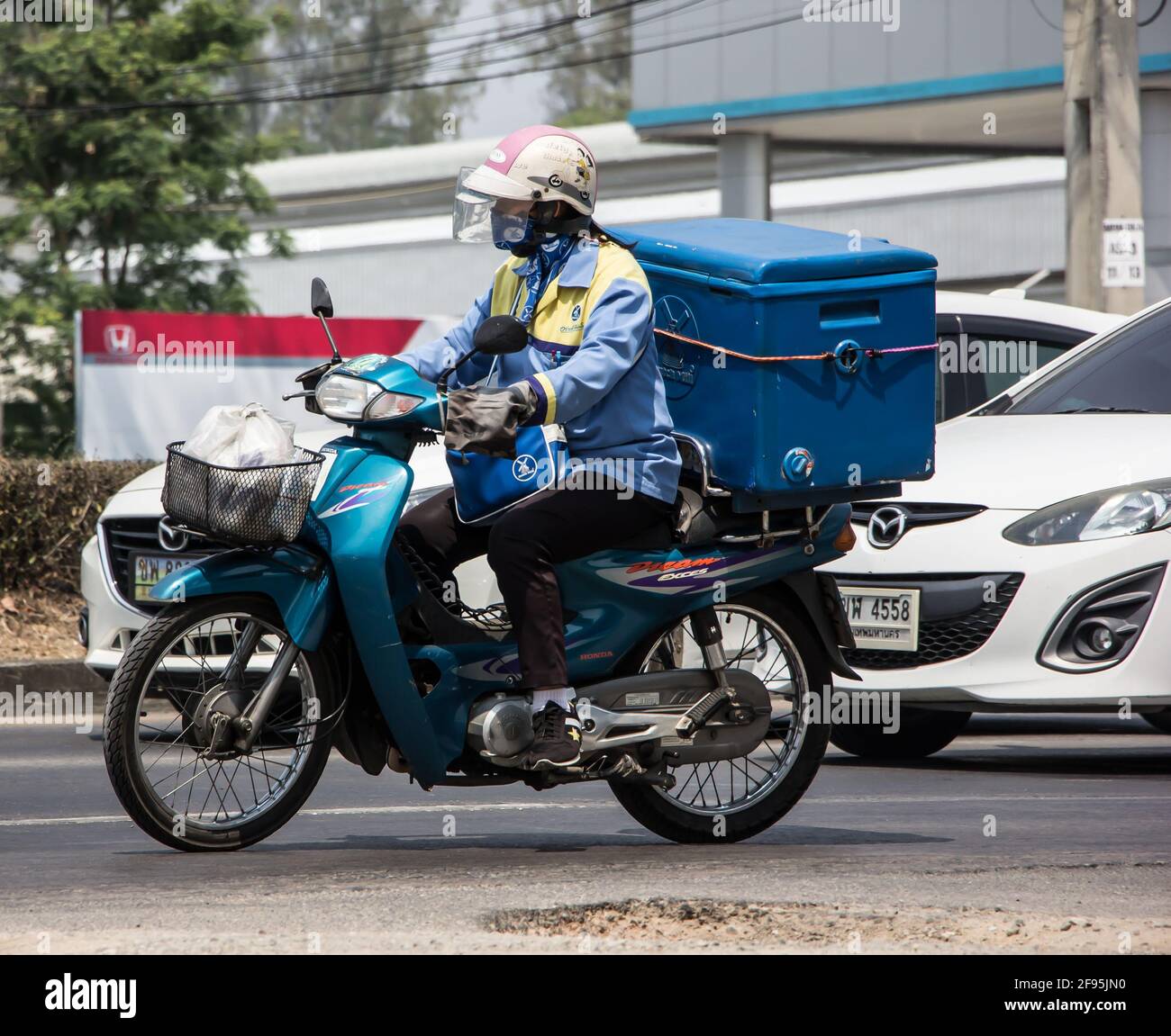 Chiangmai, Thailand - March 16 2021: Dutch Milk sale on a motorcycle ...