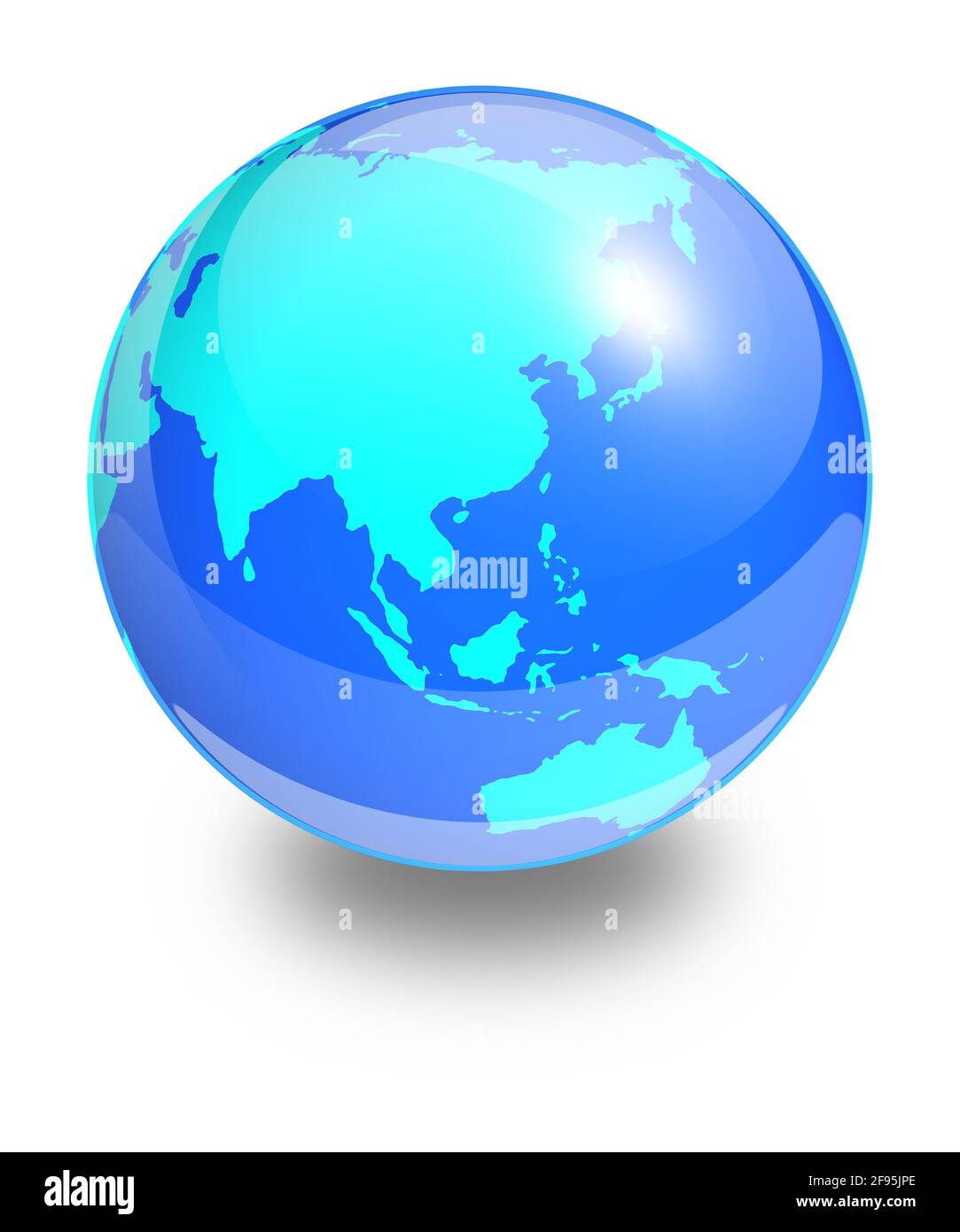 Glass Earth globe on a white background. Side of Asia and Australia ...