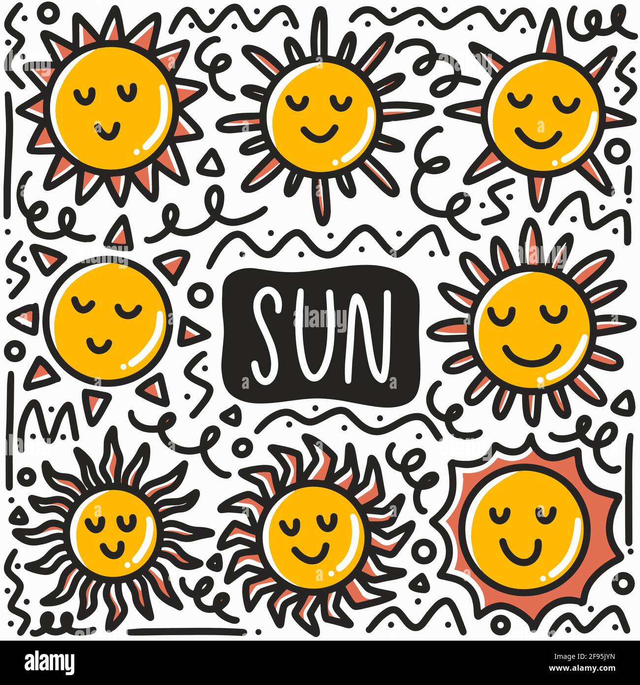 hand drawn sun doodle set Stock Vector Image & Art - Alamy