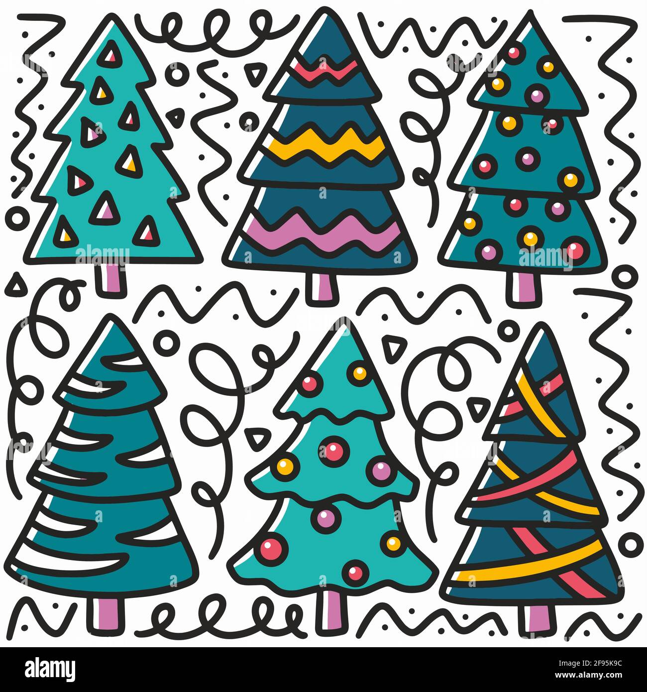 hand drawn tree christmas doodle set Stock Vector Image & Art - Alamy