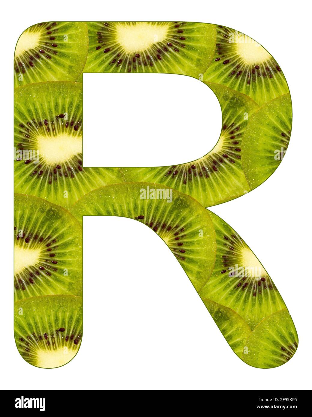 Alphabet letter R with kiwi fruit background - Actinidia deliciosa ...