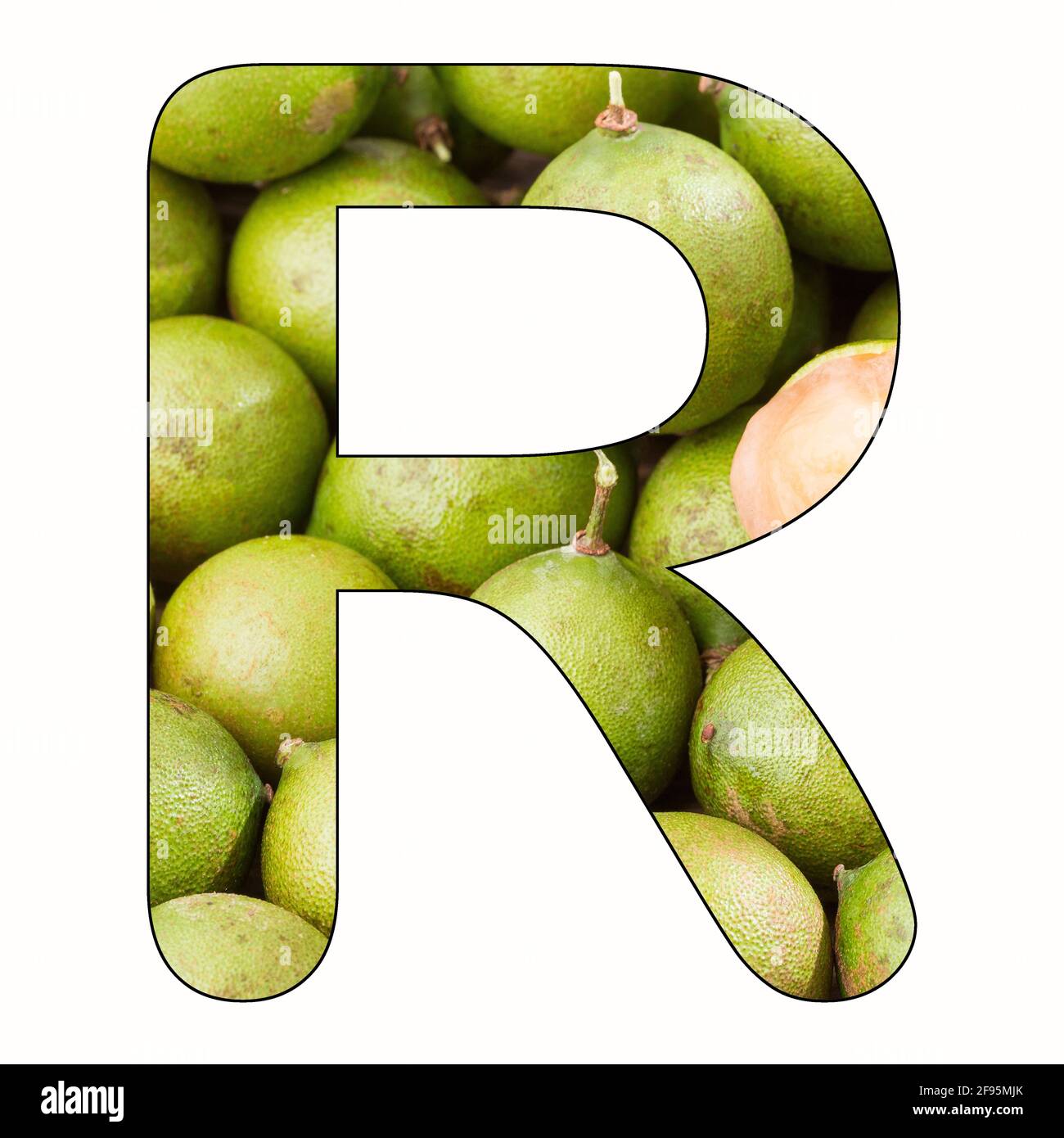 Letter R of the alphabet with fruit background Stock Photo - Alamy