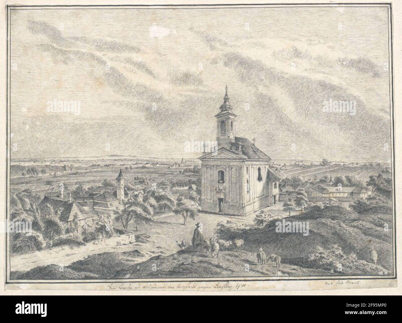 The church to RODAUN with the prospekt against Liesing. 1780 Stock ...
