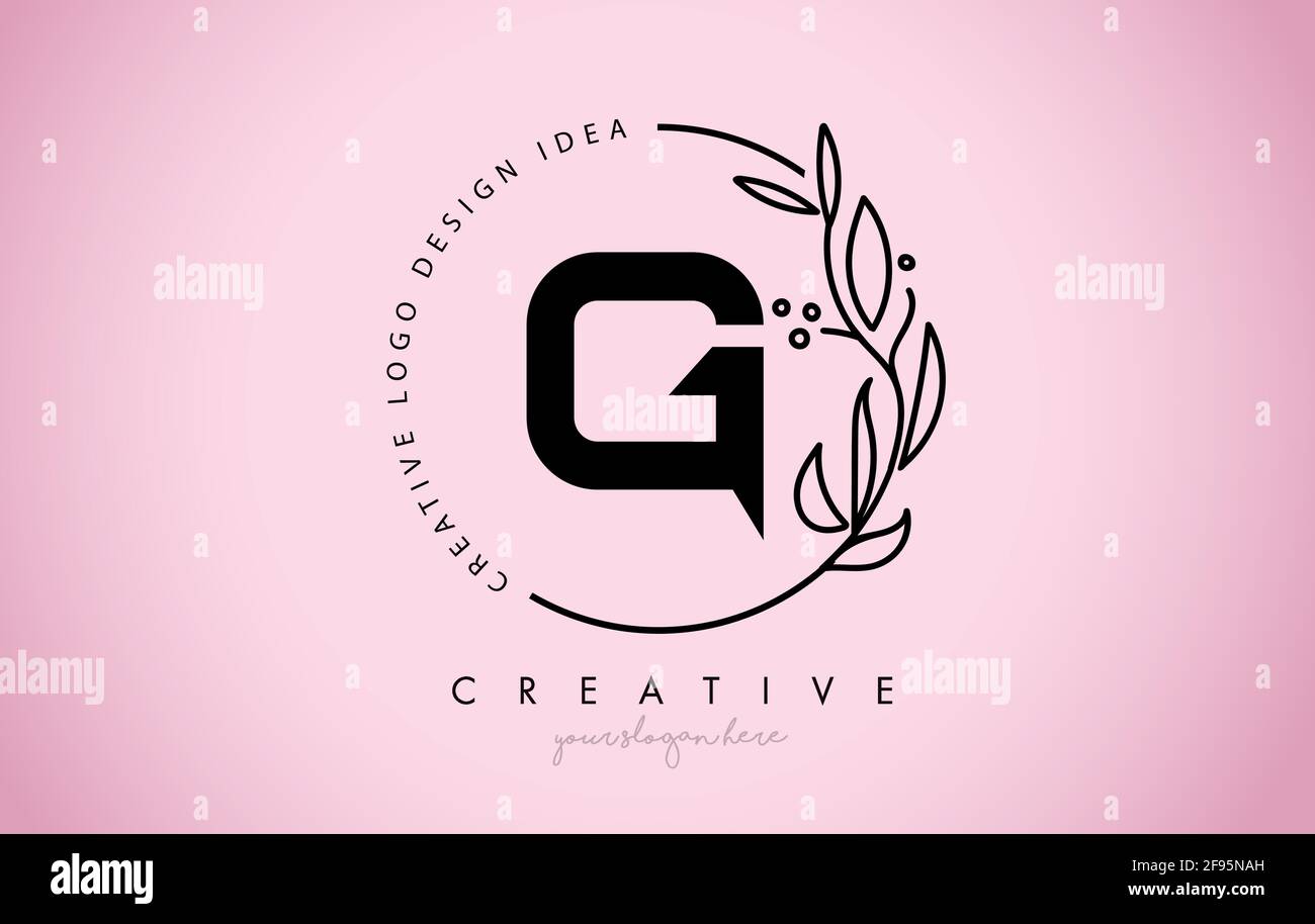 G Letter Floral Logo Design with Creative Elegant Leaf Monogram Branch ...