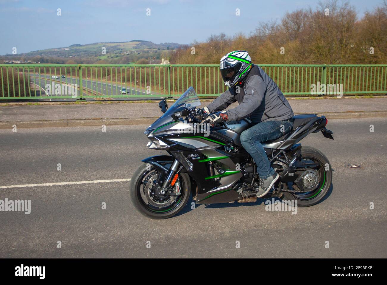 Kawasaki Ninja Motorbike rider; two-wheeled transport, motorcycles ...