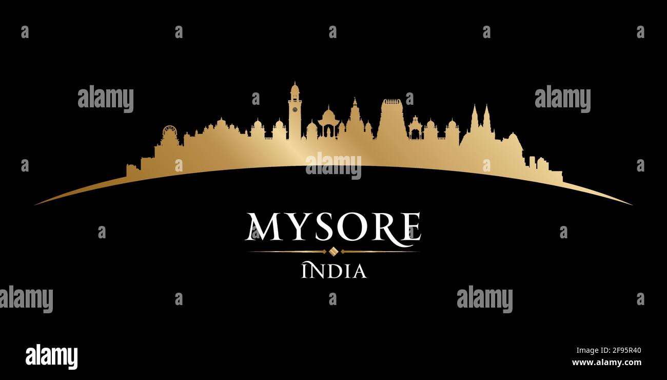 Mysore India city skyline silhouette. Vector illustration Stock Vector ...