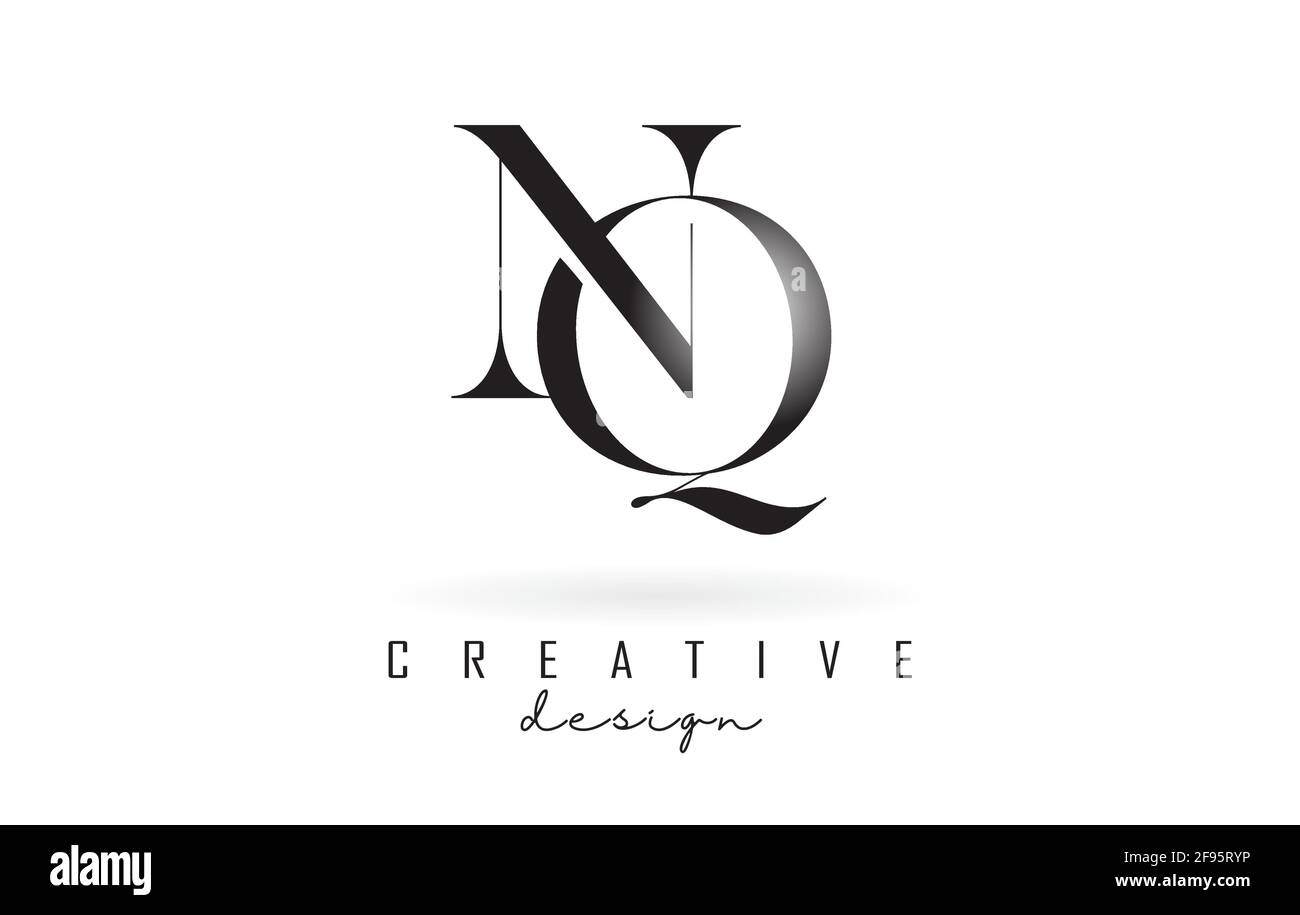 NQ n q letter design logo logotype concept with serif font and elegant ...