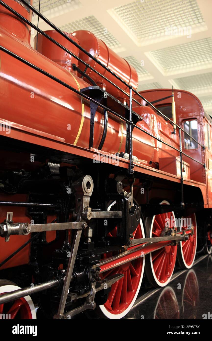 Old vintage locomotive train in a museum Stock Photo - Alamy