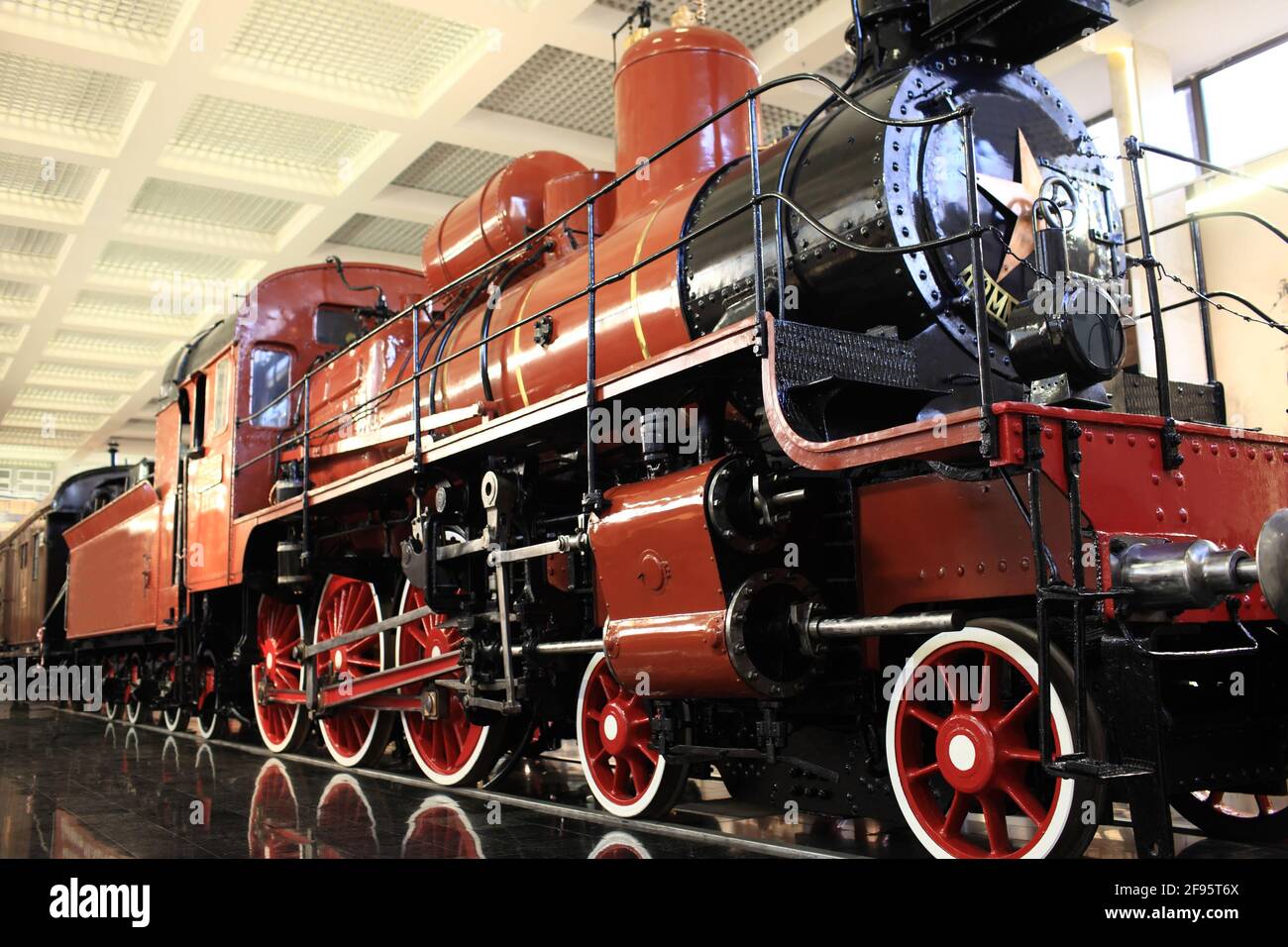 Old vintage steam locomotive in a museum Stock Photo - Alamy