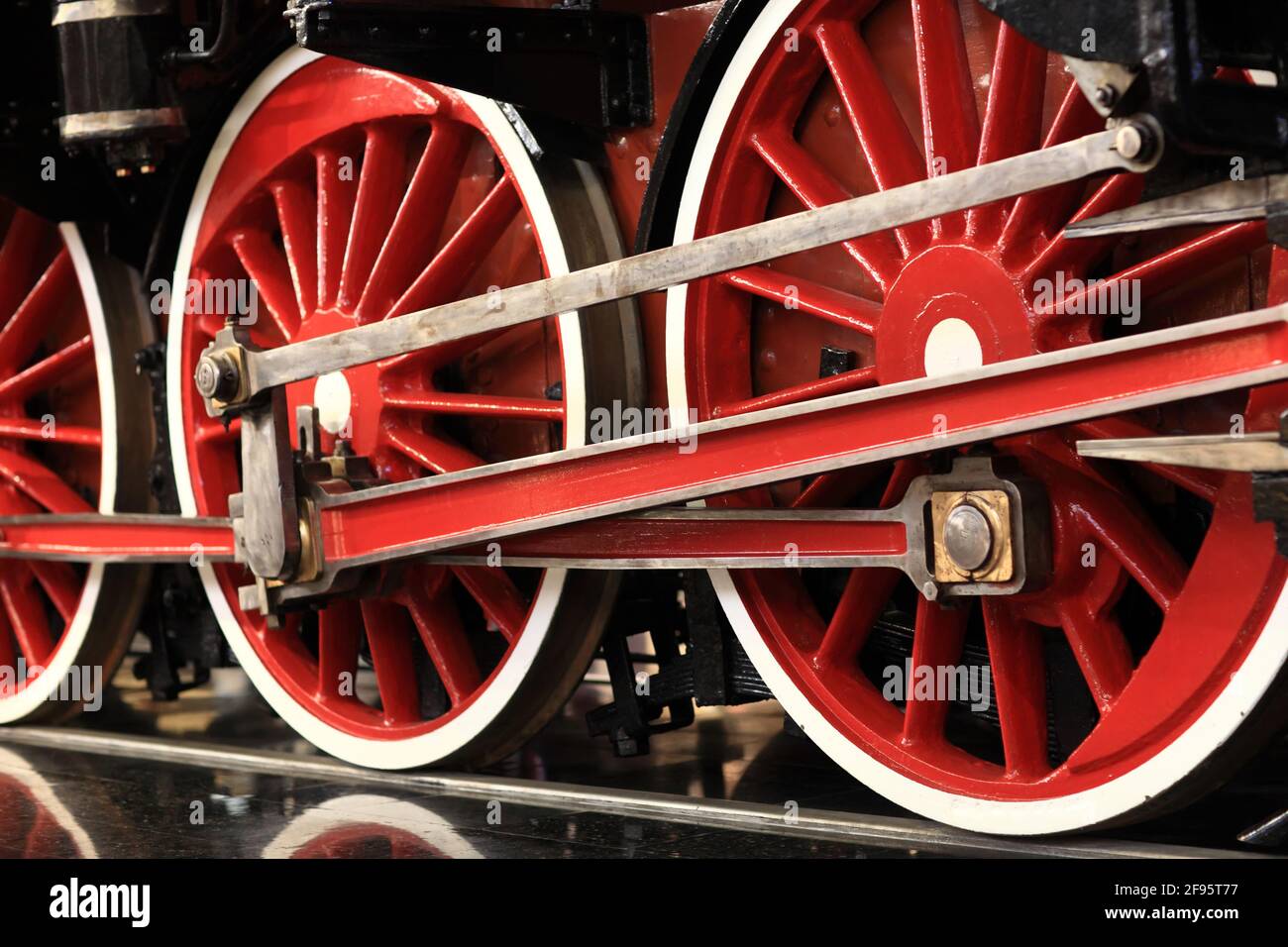 The detail of old red train wheels Stock Photo - Alamy