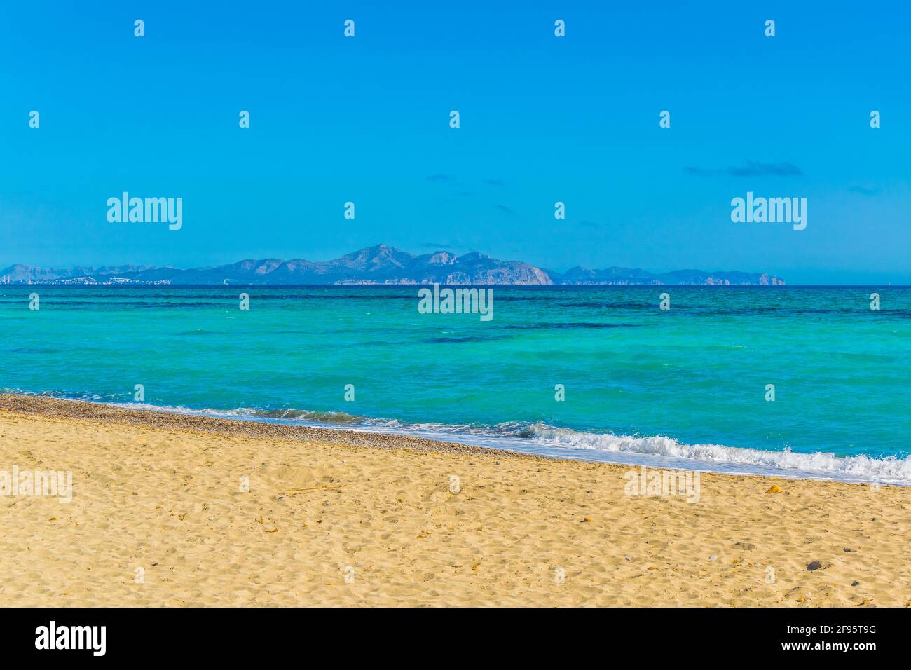 Sa Canova Playa Virgen situated in Alcudia bay at Mallorca, Spain Stock ...