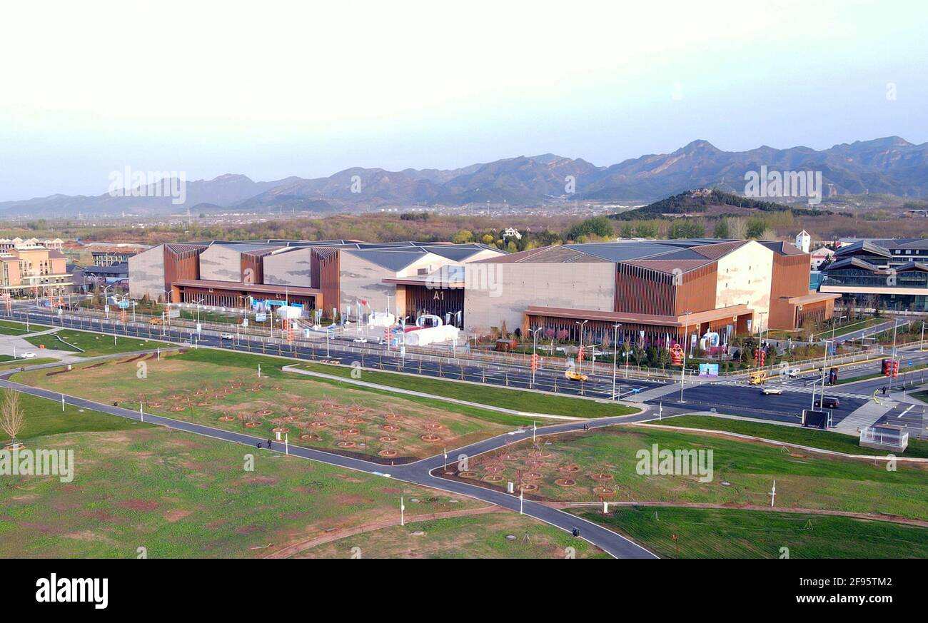 Beijing, China. 16th Apr, 2021. Aerial photo taken on April 16, 2021 ...