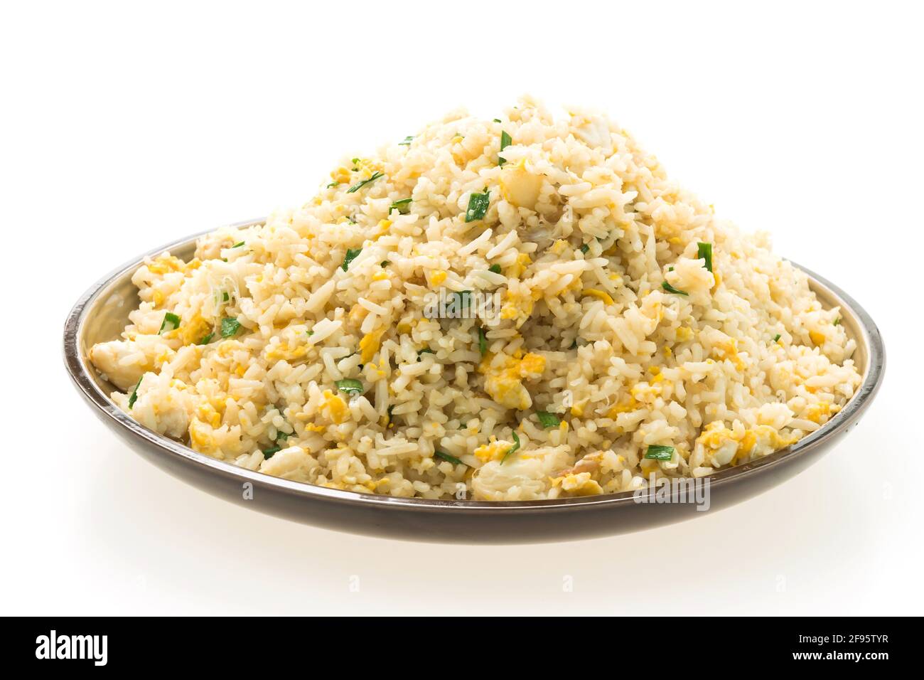 Fried rice in plate isolated on white background Stock Photo - Alamy