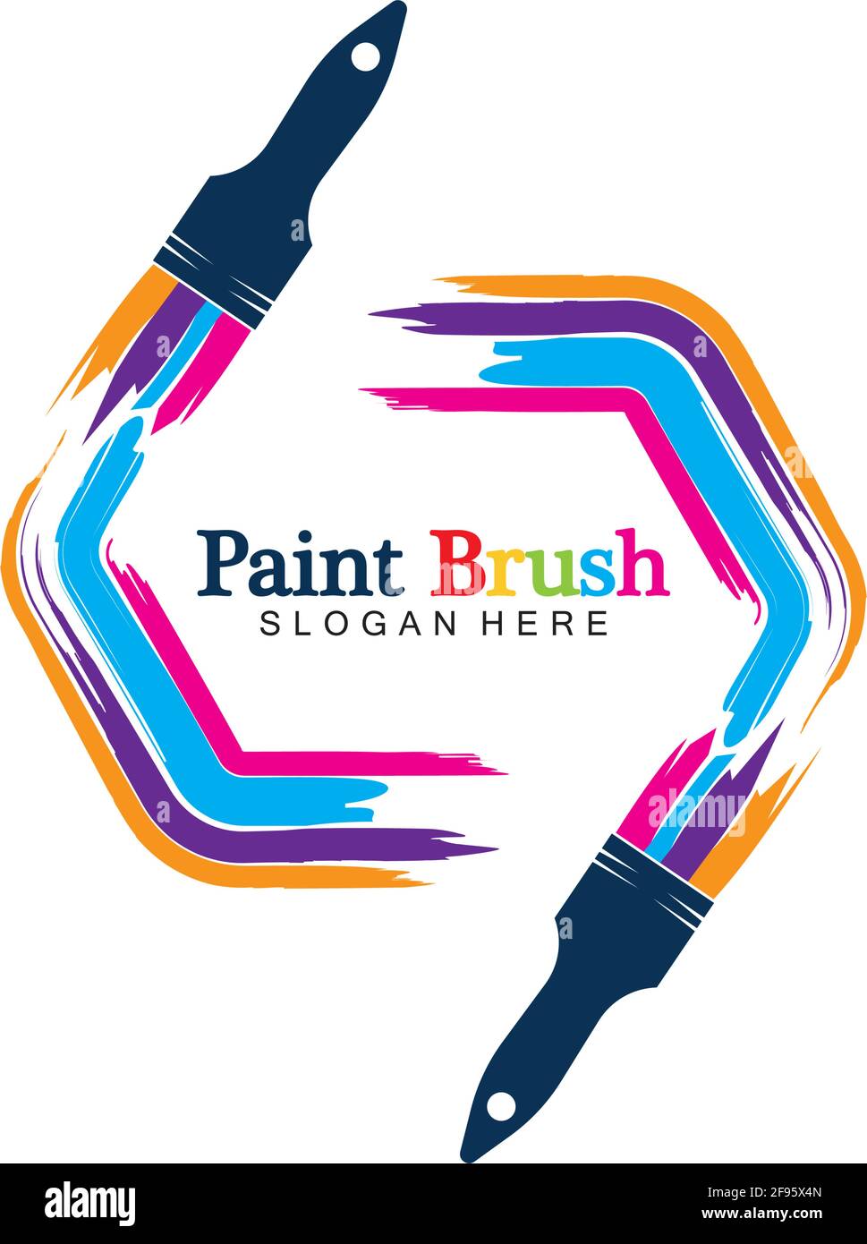 Abstract vector painting brush and colorful paint splash icon, emblem ...