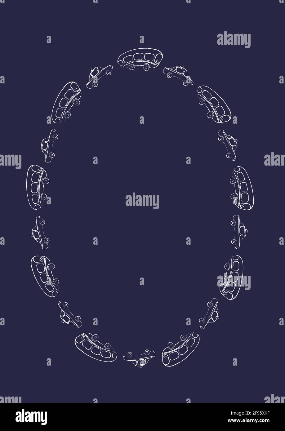 Transport frames on the A4 vertical format - bus and car. Travel ...