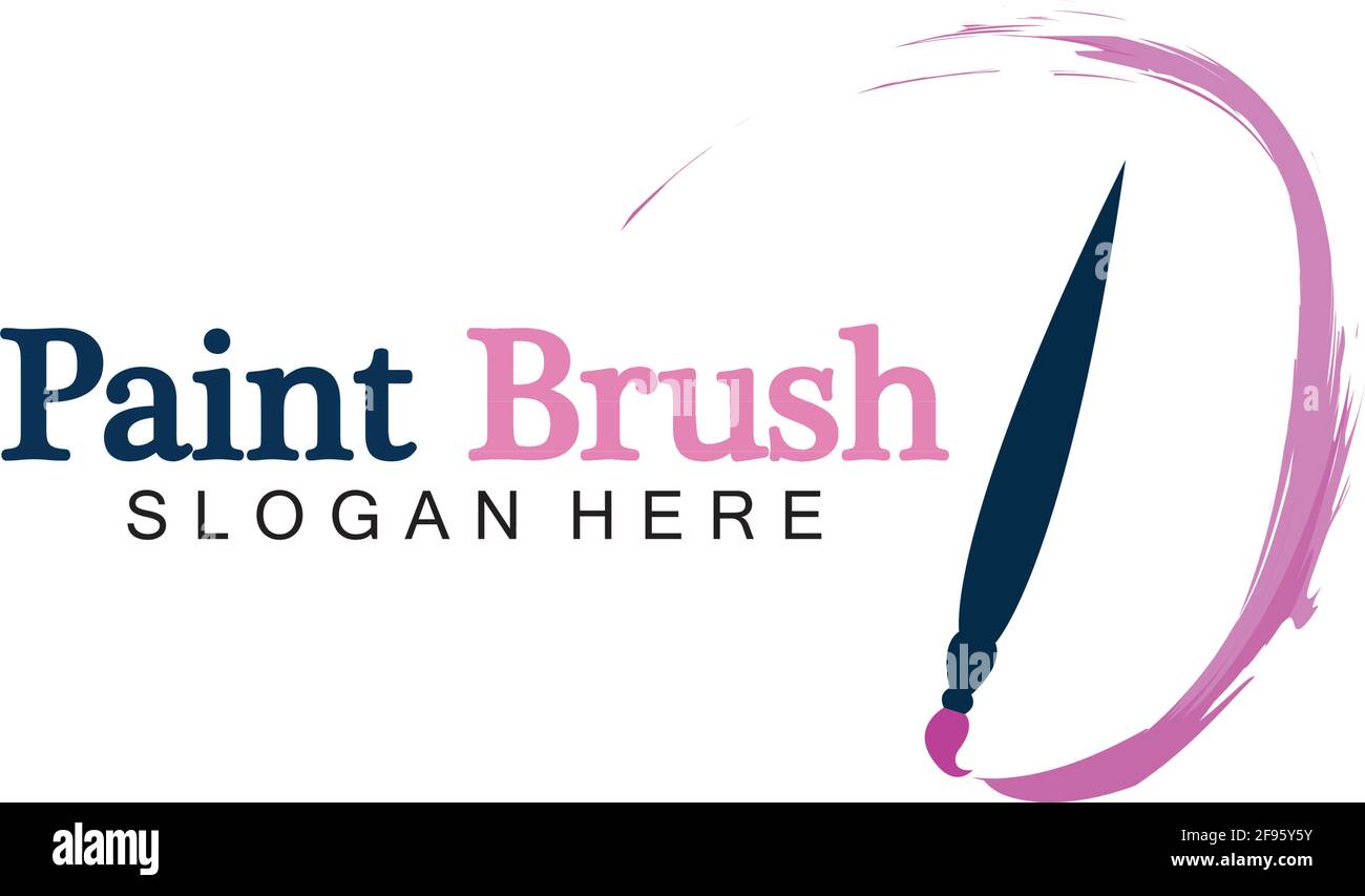 Abstract vector painting brush and colorful paint splash icon, emblem ...